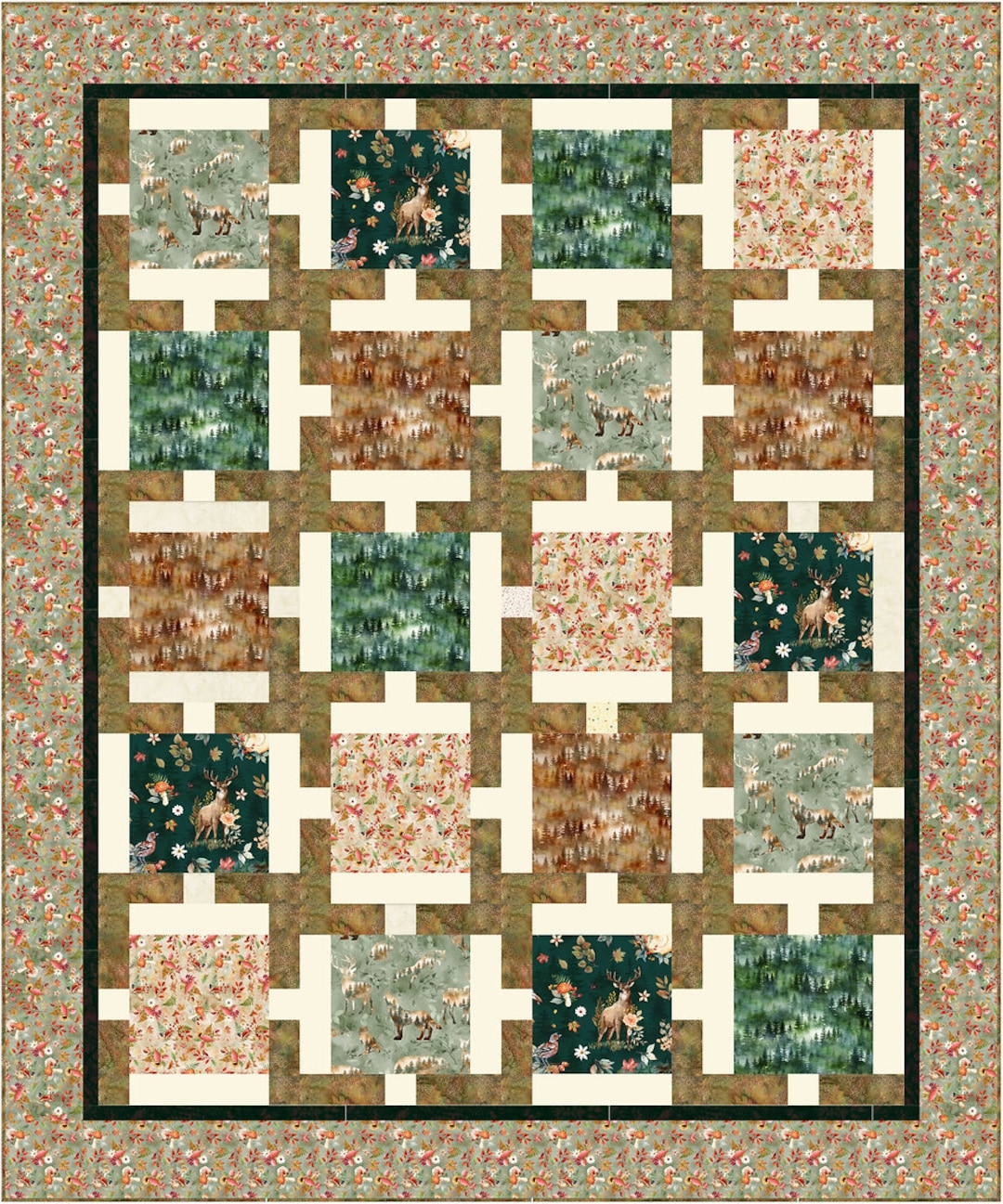 PDF QUILT PATTERN - Round About - Hoffman Woodsy Whimsy Quilt Pattern ...