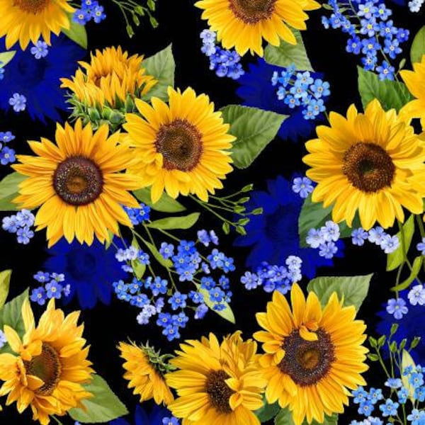 Sunflower Fabric by the Yard - Etsy
