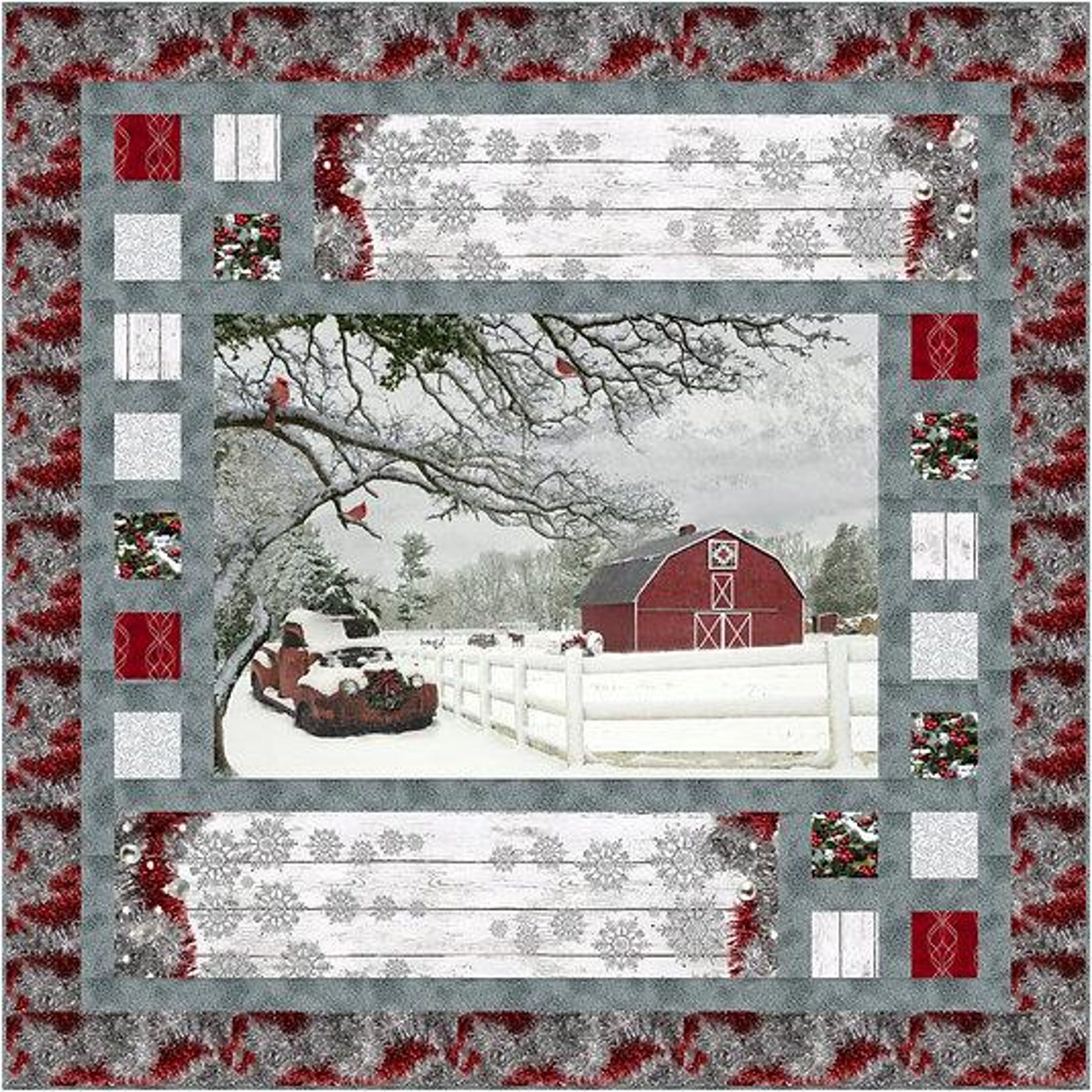 PDF QUILT PATTERN - Triptych - Hoffman Frosted Holiday Quilt Pattern by ...