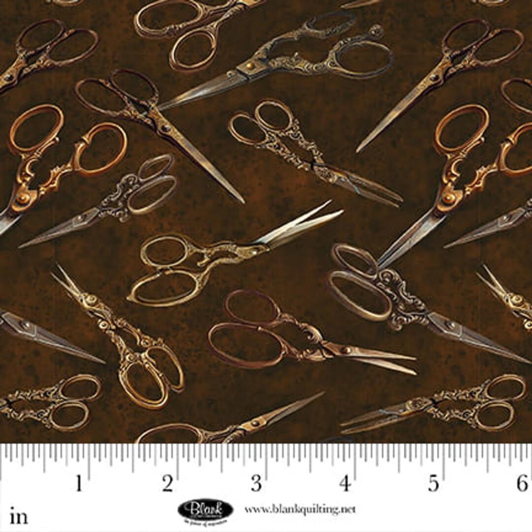 Brown Scissors From the Forget Me Not Collection by Blank Quilting ...