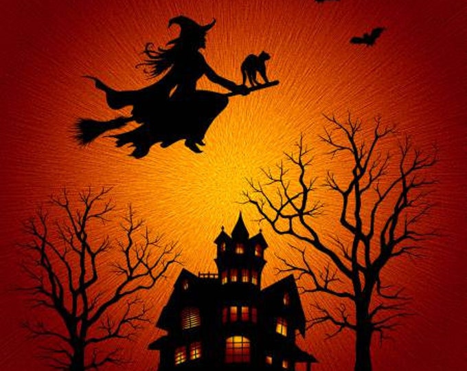 Citrine Halloween Witch Super Nova Panel by Hoffman Fabrics 42 X 42 - Etsy
