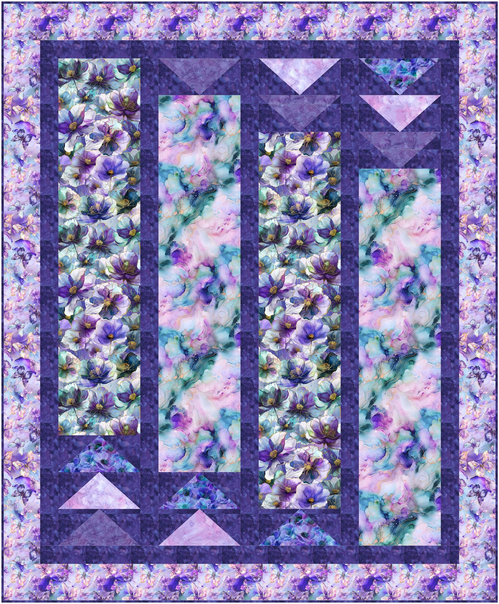 PDF QUILT PATTERN - Ingots - Hoffman Flourish Ocean and Violet Quilt ...