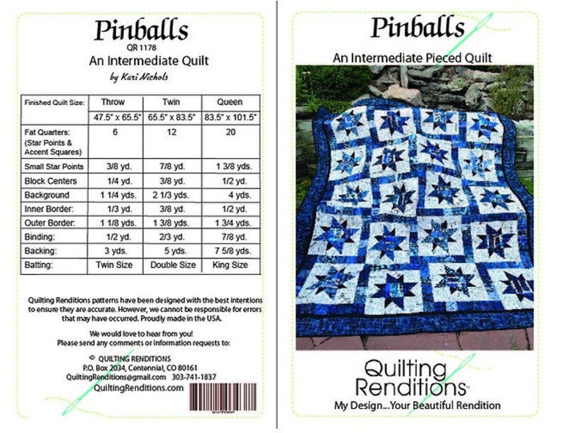 Quilt PATTERN Pinballs Pattern by Quilting Renditions - Etsy