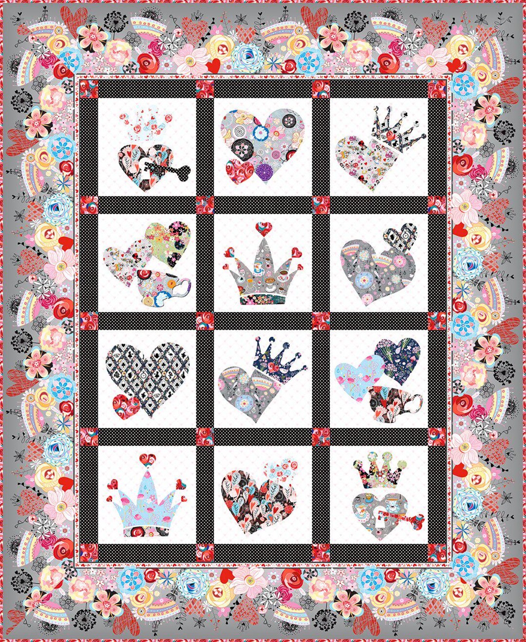 Quilt PATTERN - the Queen of Hearts Allice Applique Quilt Pattern by ...