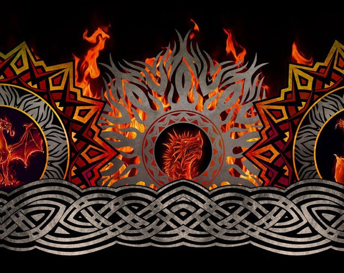 Red Dragon Border Stripe by Jason Yenter for in the - Etsy