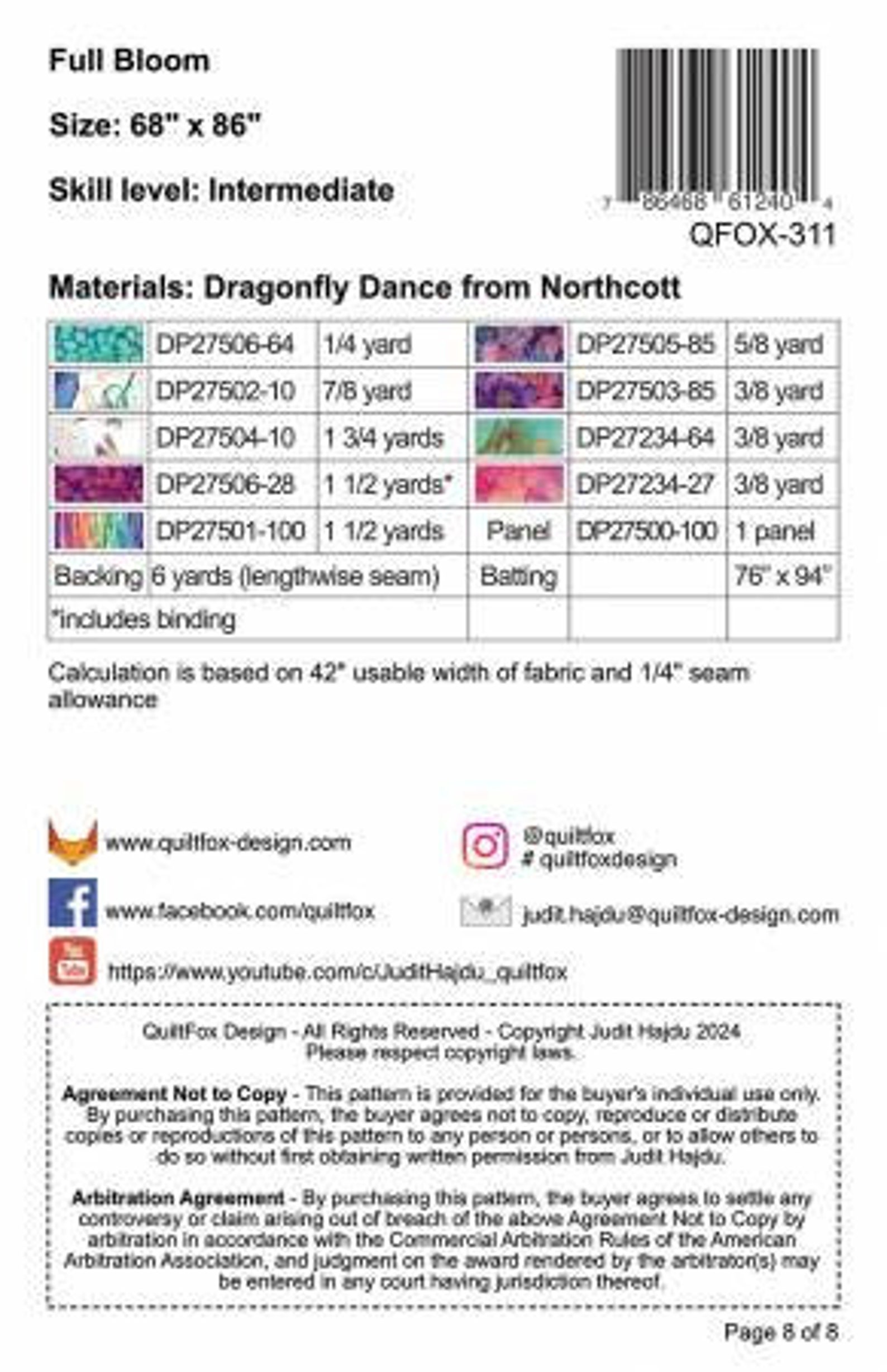 Quilt PATTERN - Full Bloom Quilt Pattern by Quilt Fox Design - 68" X 86 ...