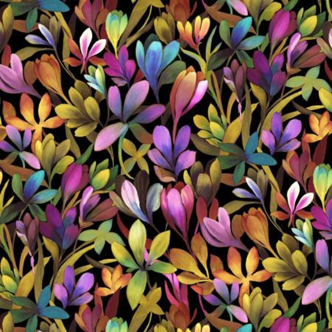 Black Mystical Meadow From the Color Crush Collection by Michael Miller ...