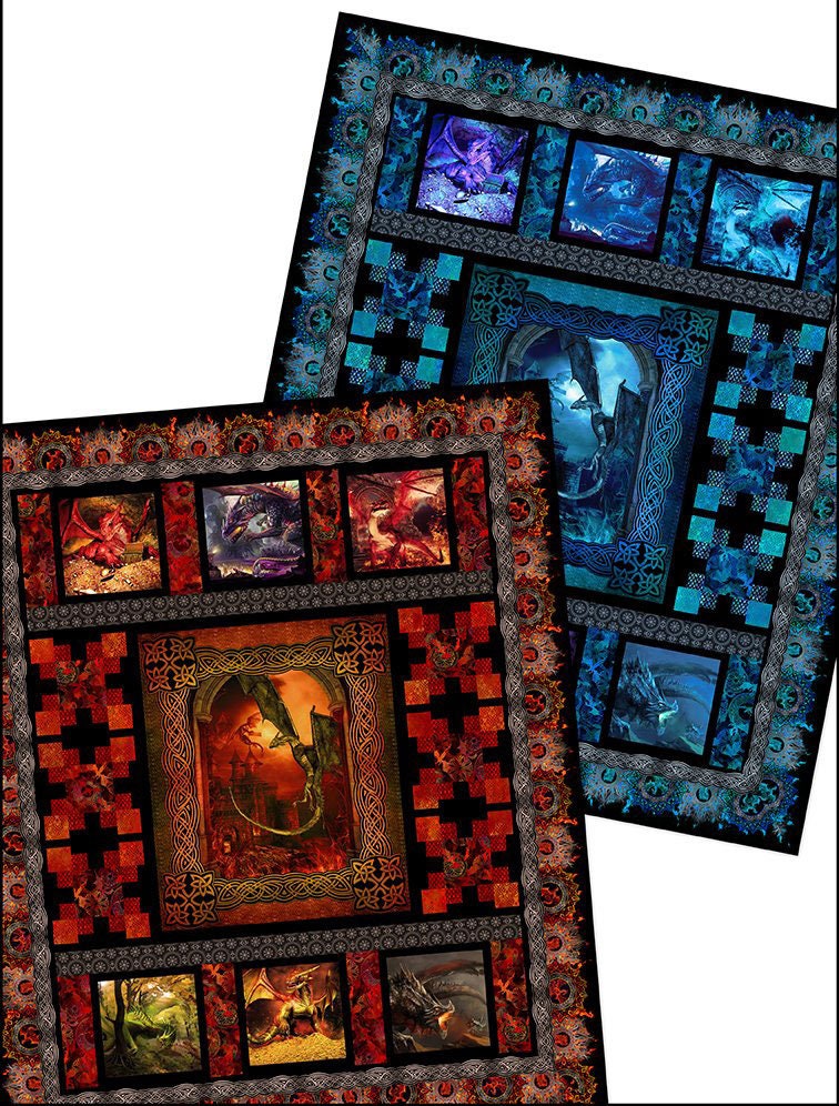 Quilt PATTERN - Dragons Quilt Pattern - Shown Using Fabric by in the ...