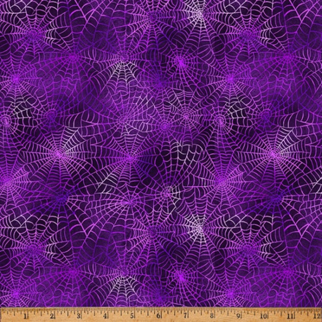 Purple Spider Webs From the Into the Web Collection by Hoffman Fabrics ...