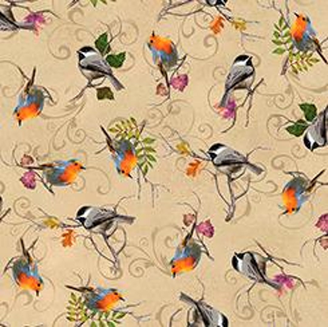 Tan Birds From the Cornucopia Harvest Collection by QT Fabrics - 43/44 ...