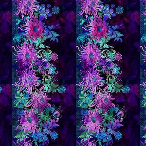 Floragraphix V Purple Border by Jason Yenter for in the Beginning Fabrics Sold in 1/2 Yard ...