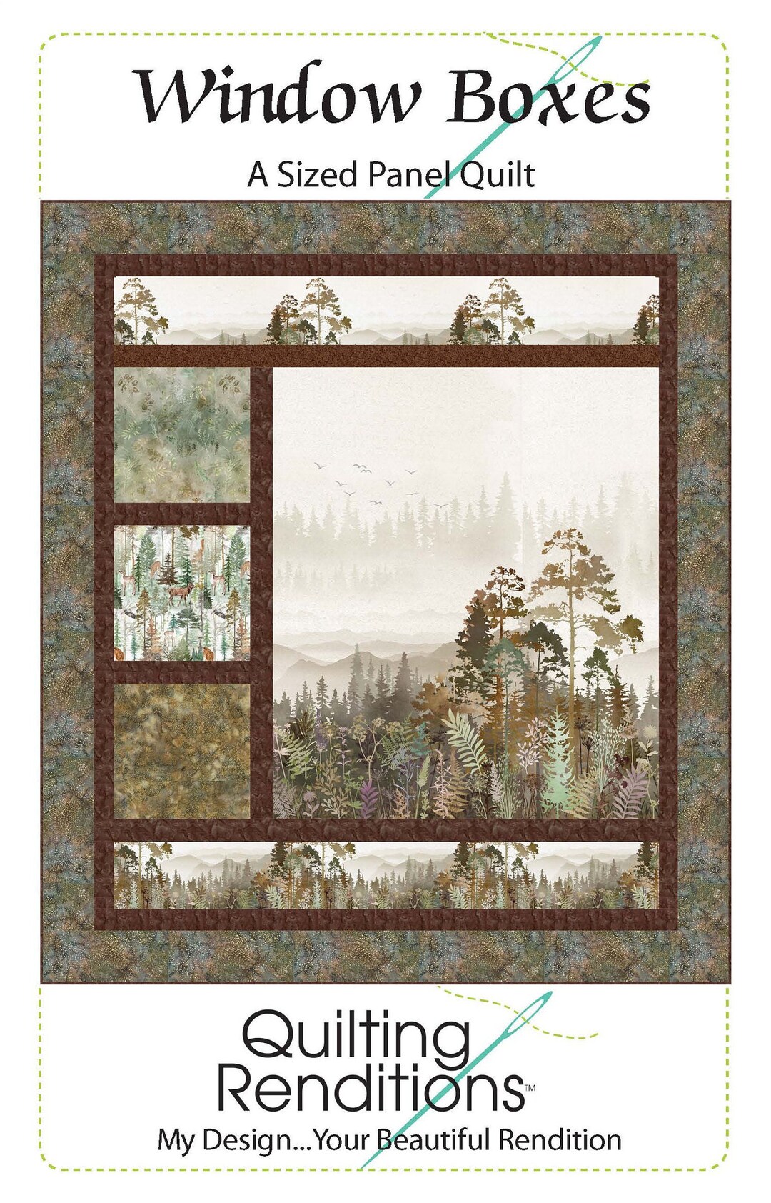 PDF QUILT PATTERN - Window Boxes - Hoffman Tree Line Quilt Pattern by ...