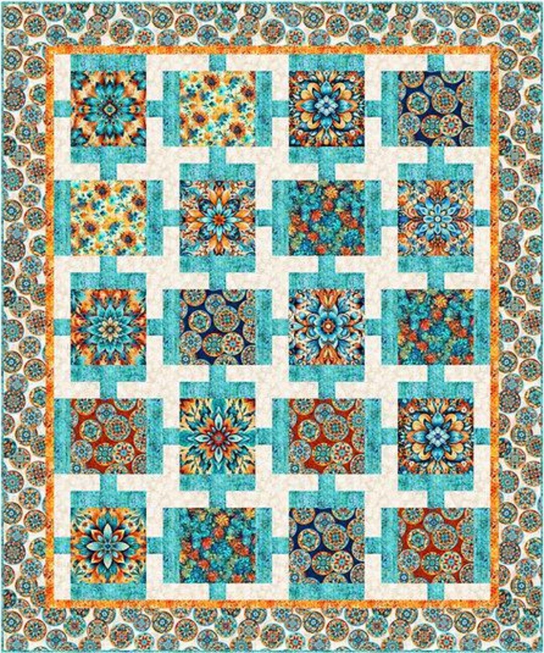 Quilt PATTERN - Round About - Oasis - A Confident Beginner Pieced Quilt ...