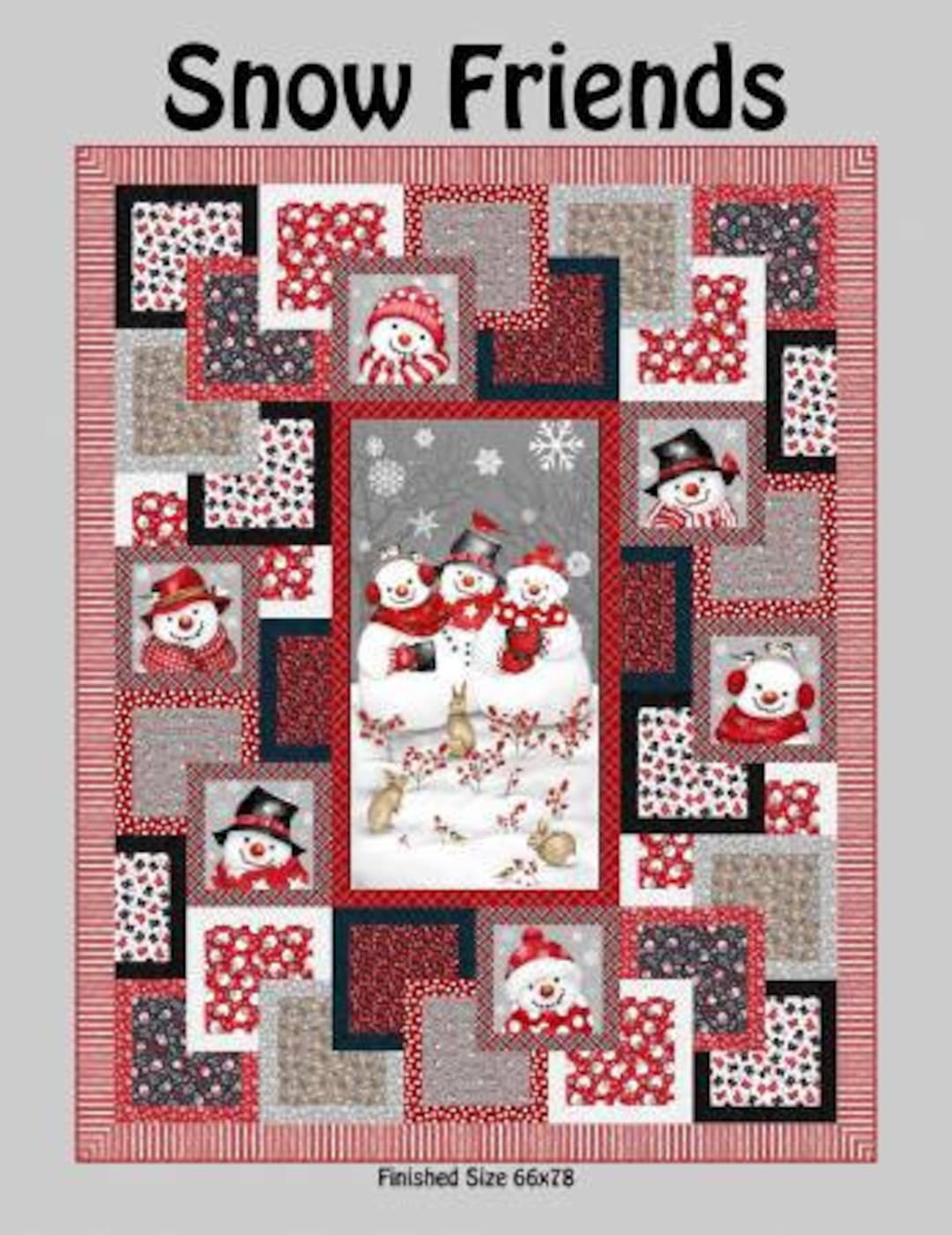 Quilt PATTERN - Snow Friends - A Pieced Panel Quilt Pattern by Quilter ...