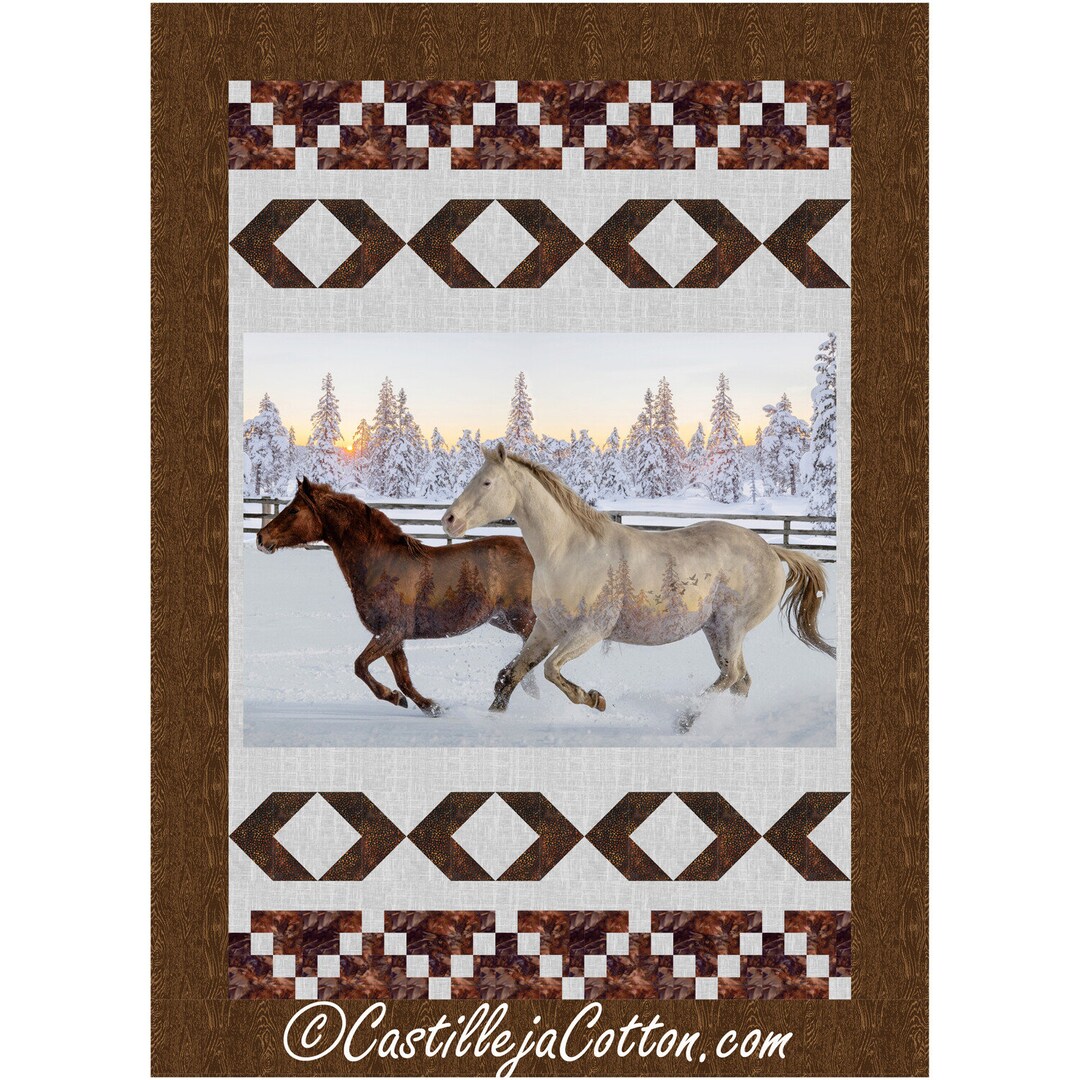 PDF QUILT PATTERN - Horses in Snow Quilt Pattern by Castilleja Cotton ...