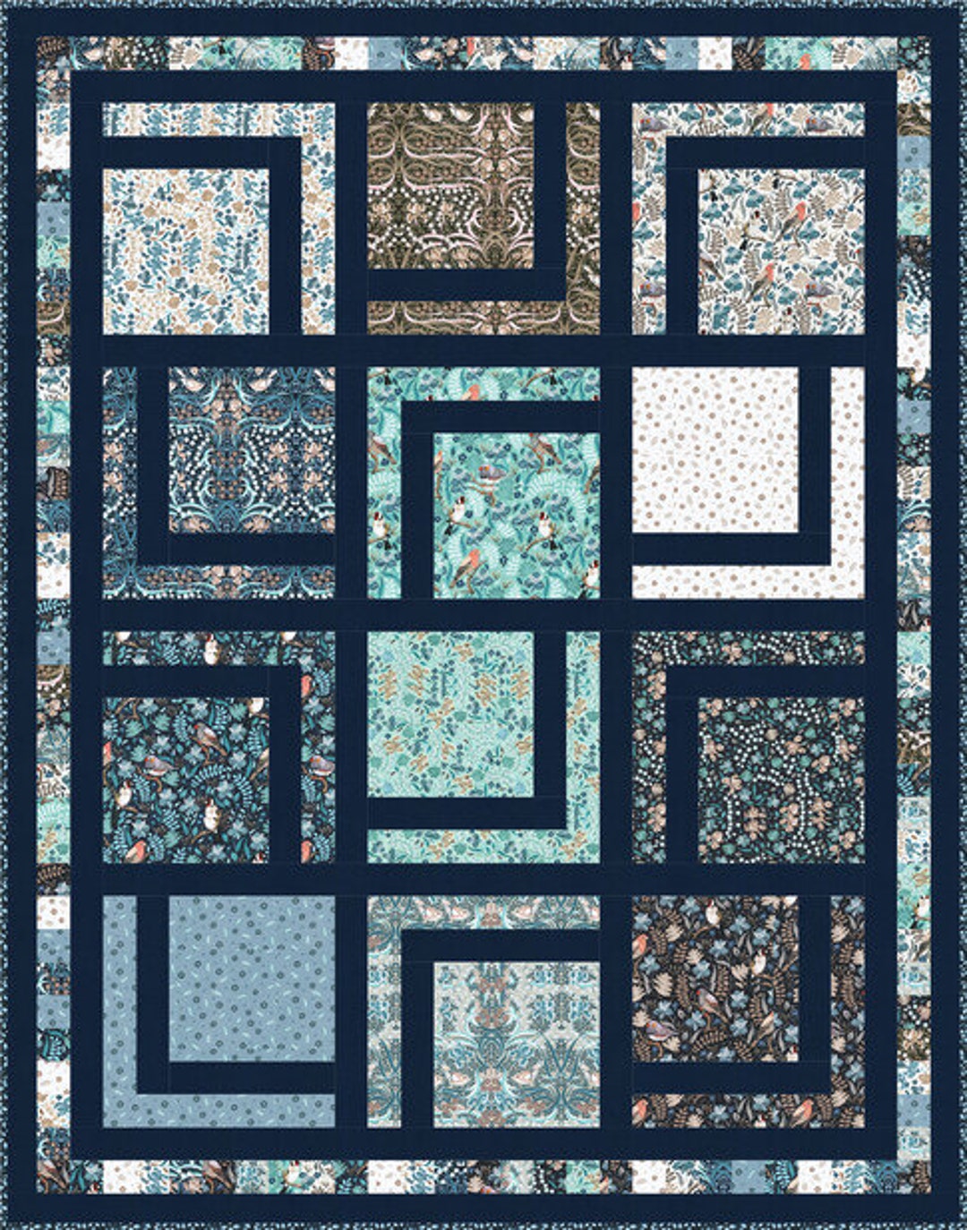 PDF QUILT PATTERN - Double Time - Feathers and Flora Quilt Pattern by ...