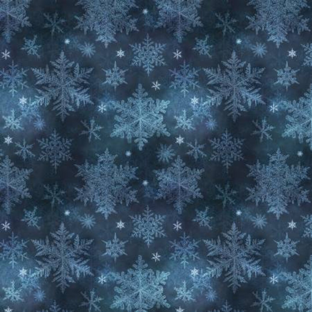 Navy Layered Snowflakes From the Snowfall Collection by P & B Textiles ...
