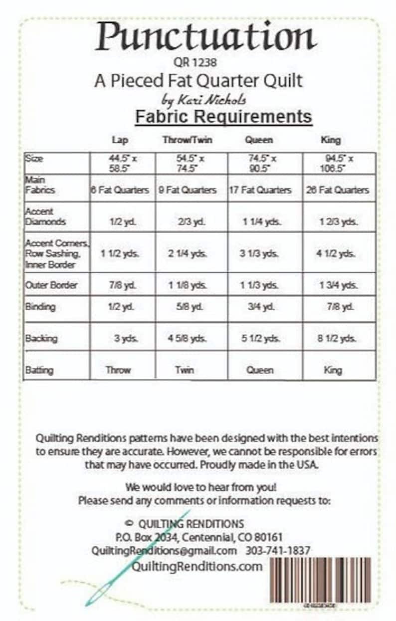 Quilt PATTERN - Punctuation Pattern by Kari Nichols for Quilting ...