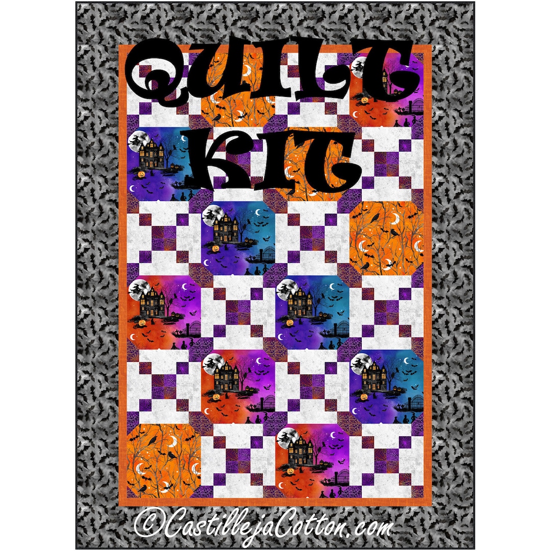Quilt Kit - Hallows Eve Quilt Kit - Hoffman Fabric for Top and Binding Included With Pattern by ...
