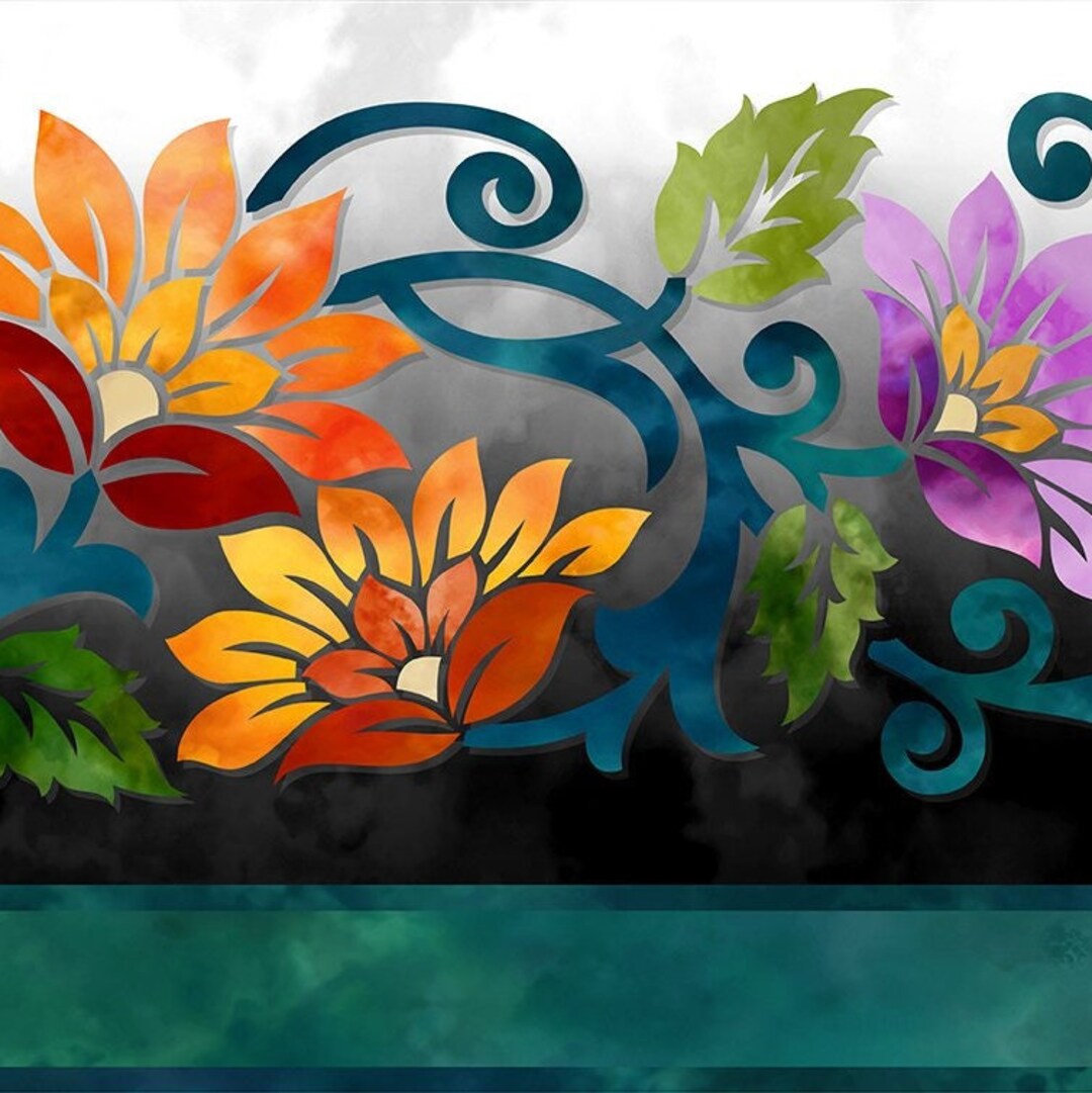 Prism Border Teal by Jason Yenter for in the Beginning - Etsy