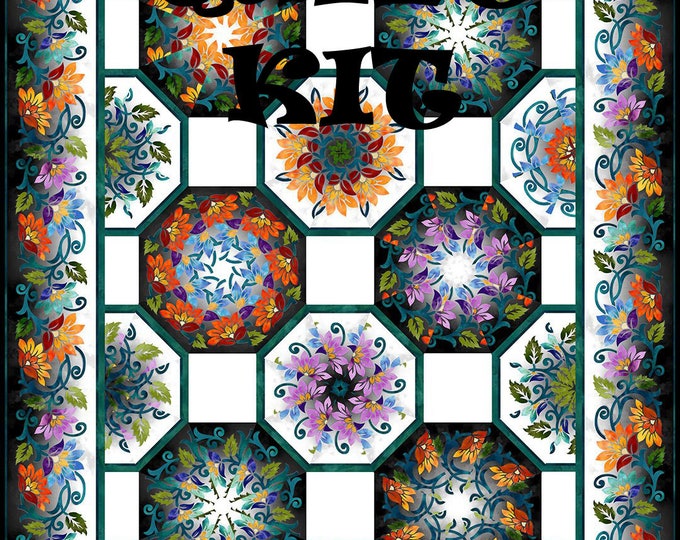 Quilt Kit - Teal Prism Kaleidoscope Quilt Kit by Jason Yenter for in ...