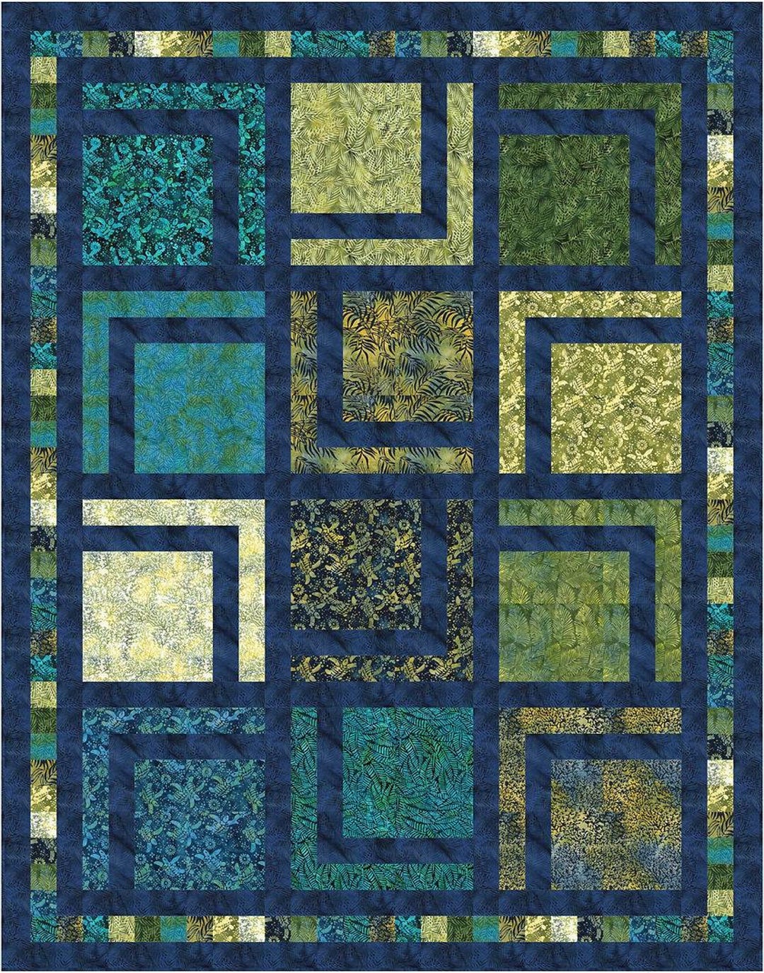 PDF QUILT PATTERN - Double Time - Turtle Cove Island Batik Quilt Pattern by Kari Nichols for ...