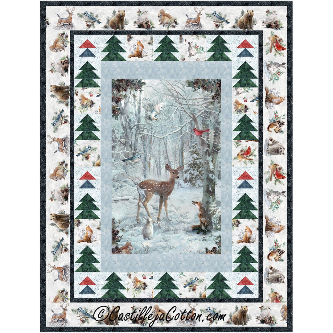 PDF QUILT PATTERN - Deer and Friends Quilt Pattern by Castilleja Cotton ...