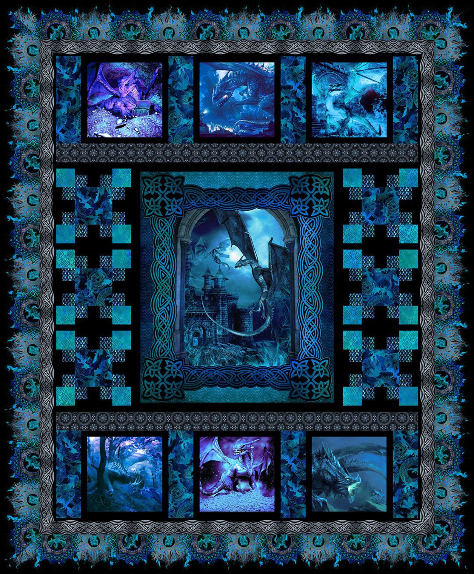 Quilt PATTERN - Dragons Quilt Pattern - Shown Using Fabric by in the ...