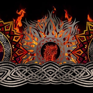 Red Dragon Border Stripe - by Jason Yenter for in the Beginning Fabrics ...