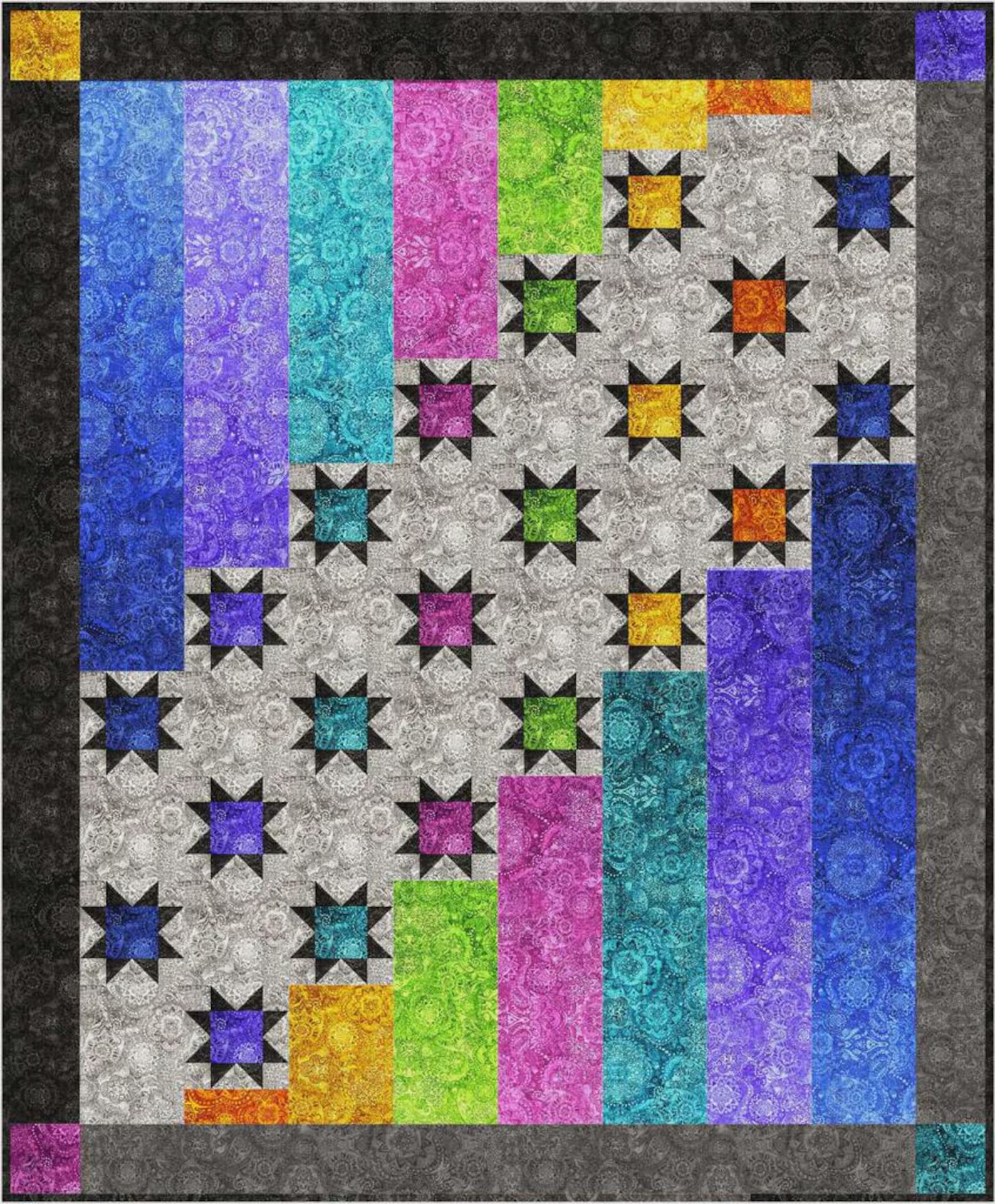 Quilt PATTERN - Aurora Nights PATTERN by Bound to Be Quilting - 56" X ...