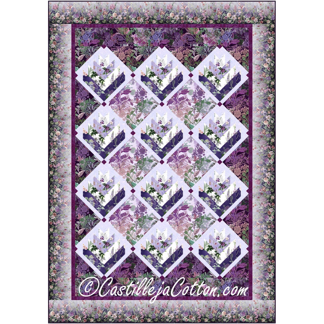 PDF QUILT PATTERN - Botanical Log Cabins Quilt Pattern by Castilleja ...