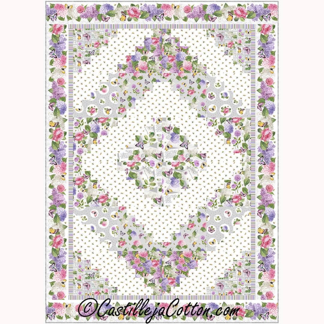 Quilt PATTERN - Garden Log Cabin Pattern by Castilleja Cotton - 52" X ...