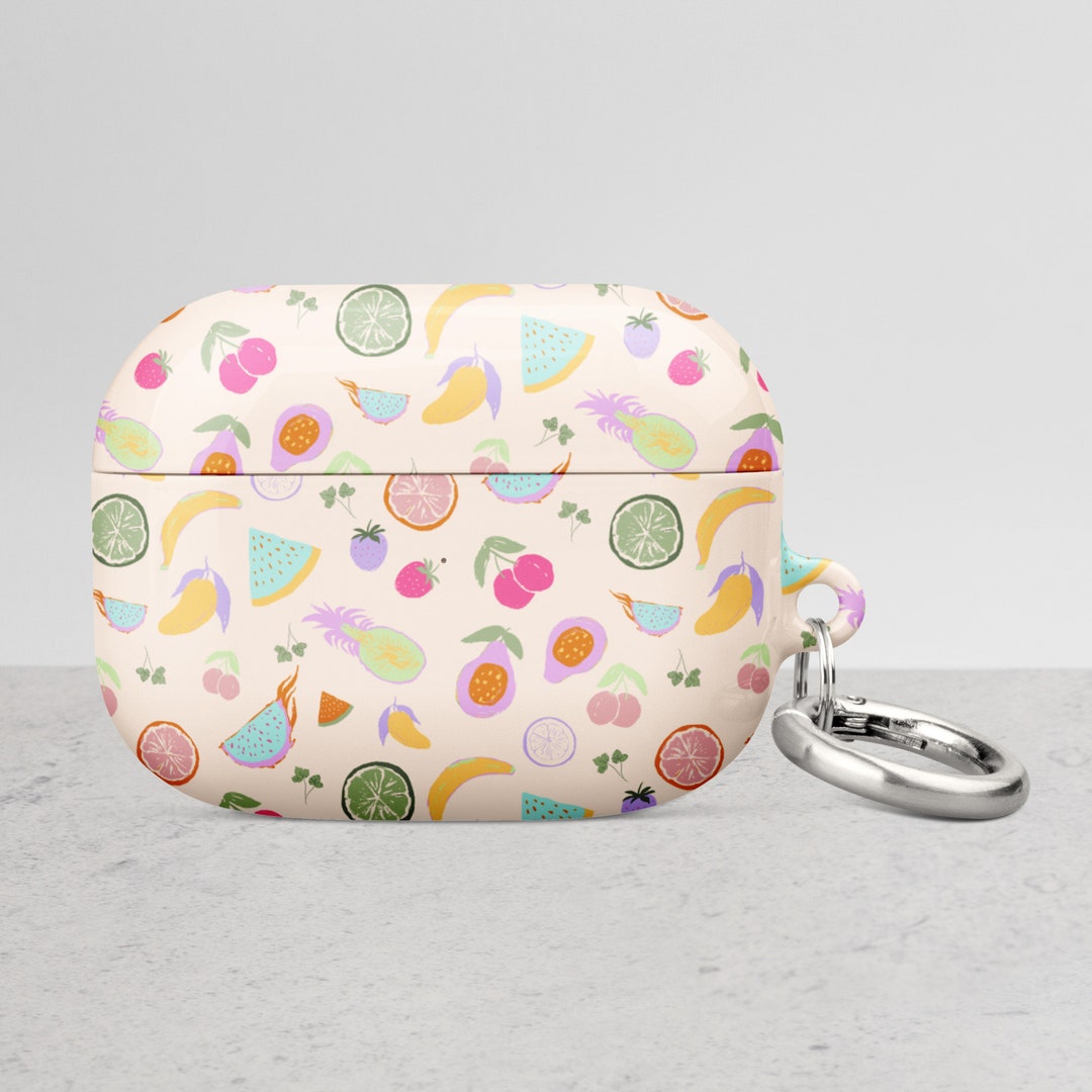 Hand Drawn Summer Fruits AirPod Case Pro With Key Chain, Cute Food ...