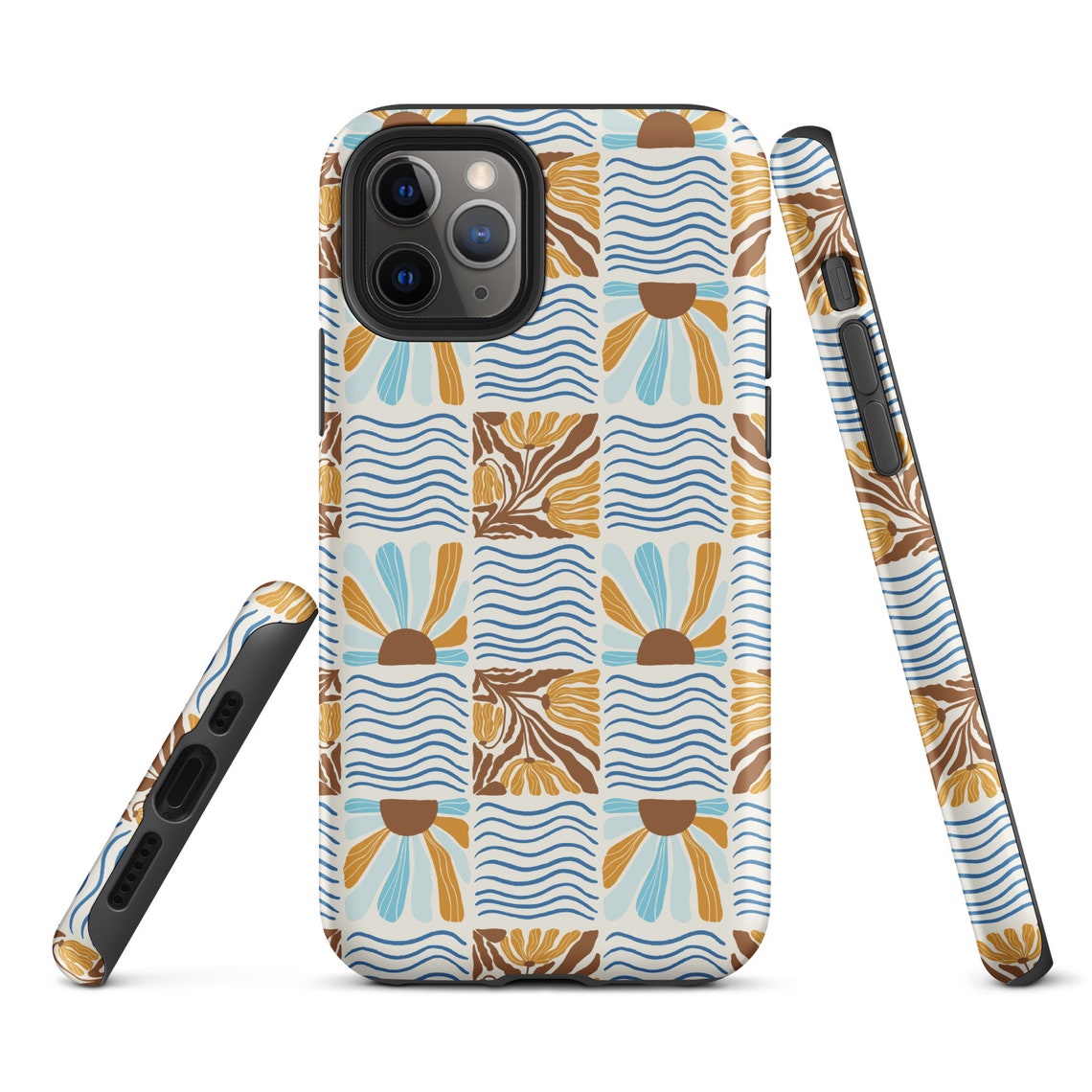 Retro Floral Sun and Wave Tough Case for iPhone 15 Plus Pro - Etsy
