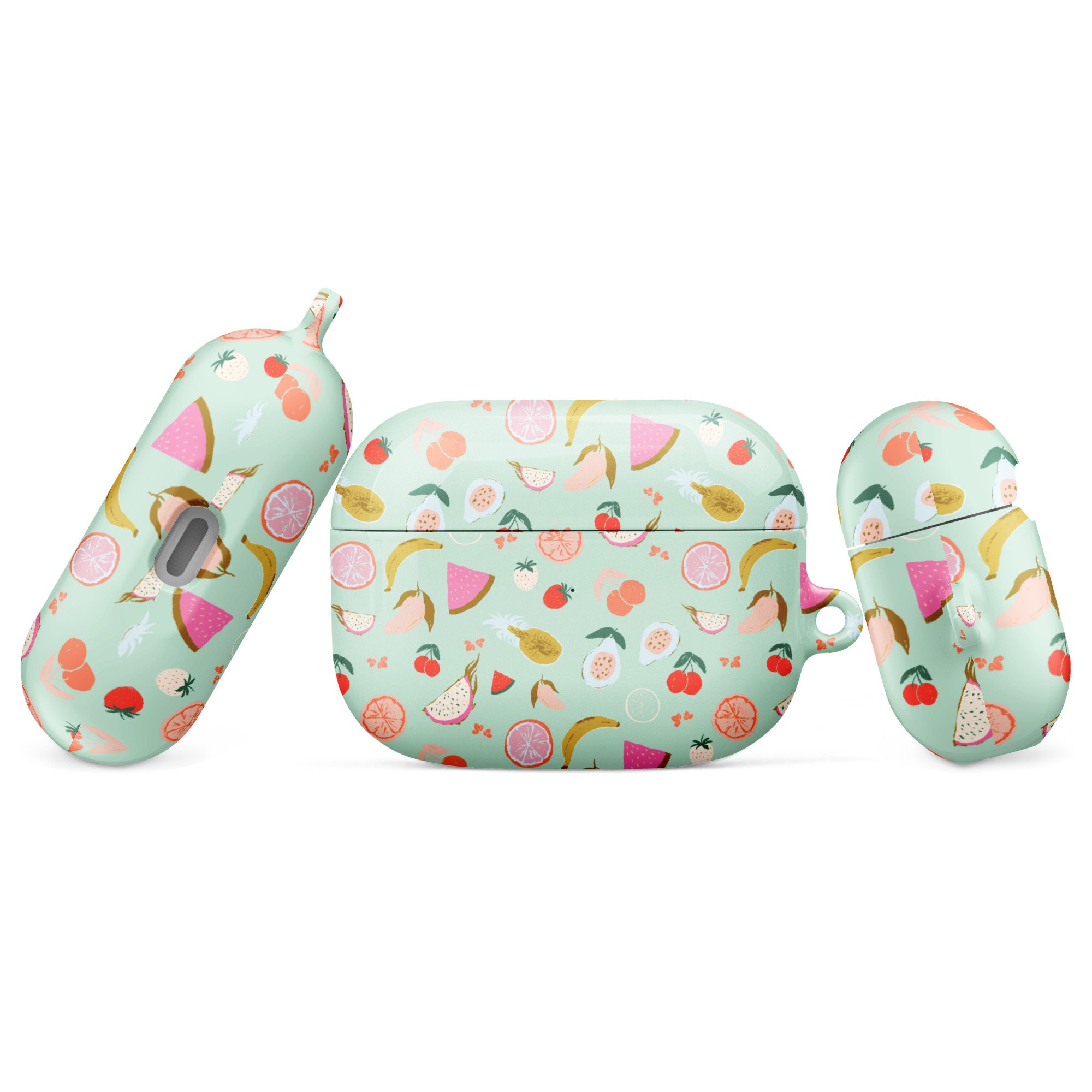 Hand Drawn Summer Fruits AirPod Case Pro With Key Chain, Cute Food ...