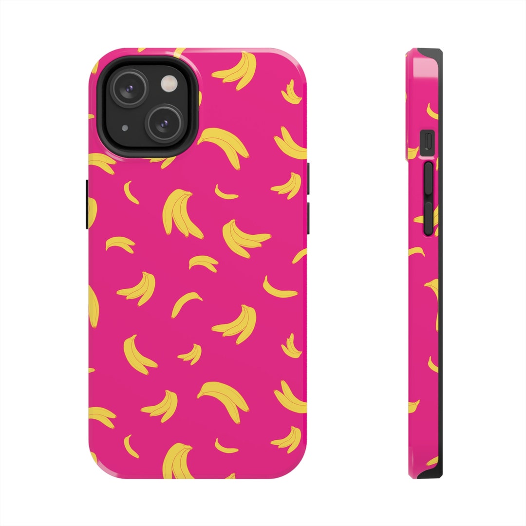 Magenta Banana Fruits Tough iPhone Case, Tropical Jungle Hot Pink ...