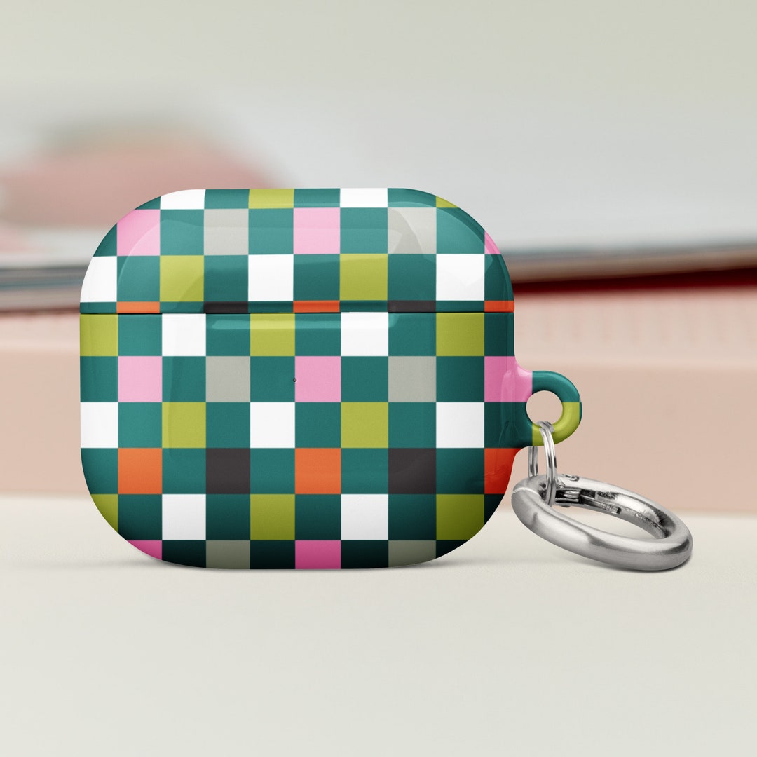 Modern Retro Checker Boarder Airpode Case in Multicolor, Earbuds Cover ...