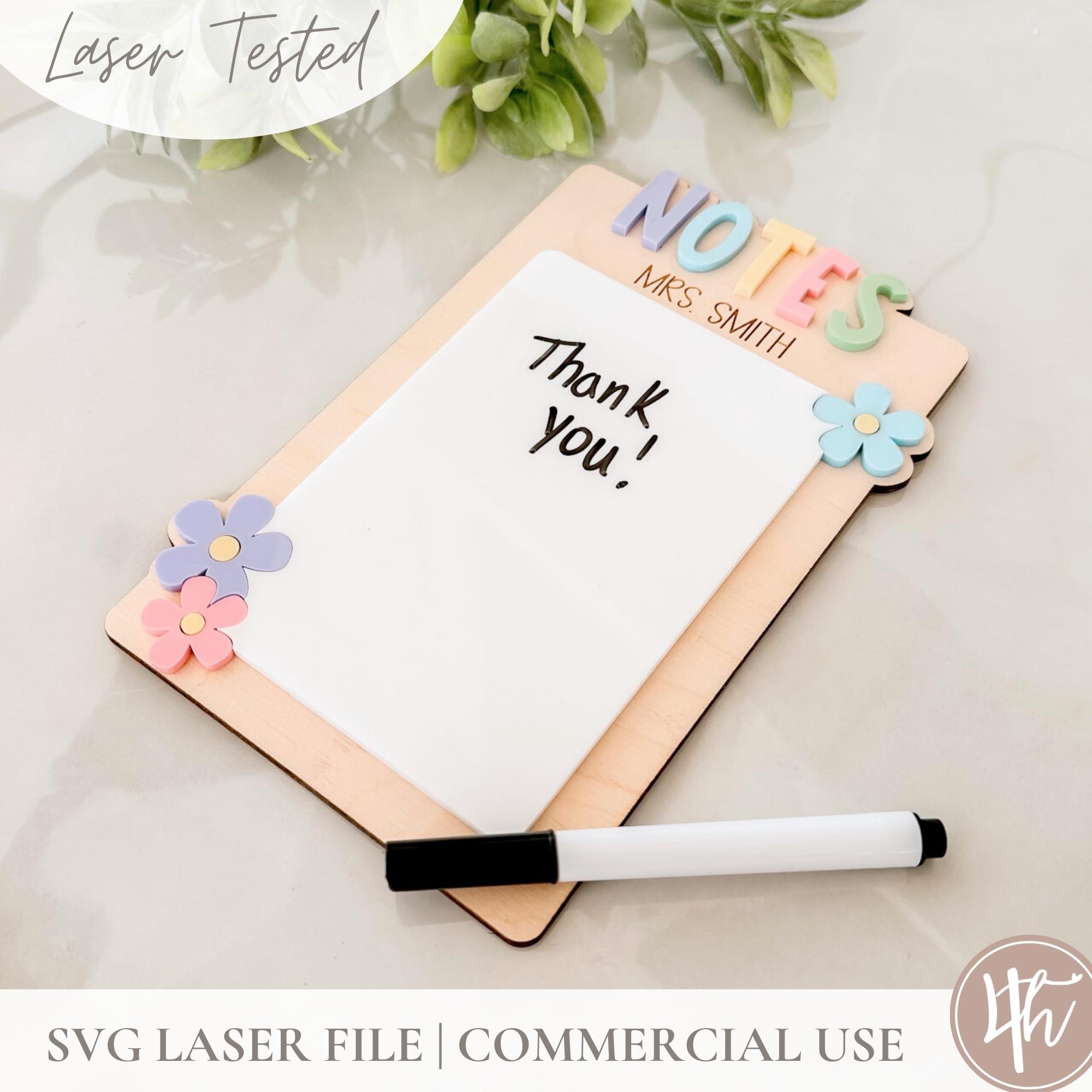 Teacher Gift Dry Erase Note Pad Floral Svg | Teacher Gift SVG | Daycare ...