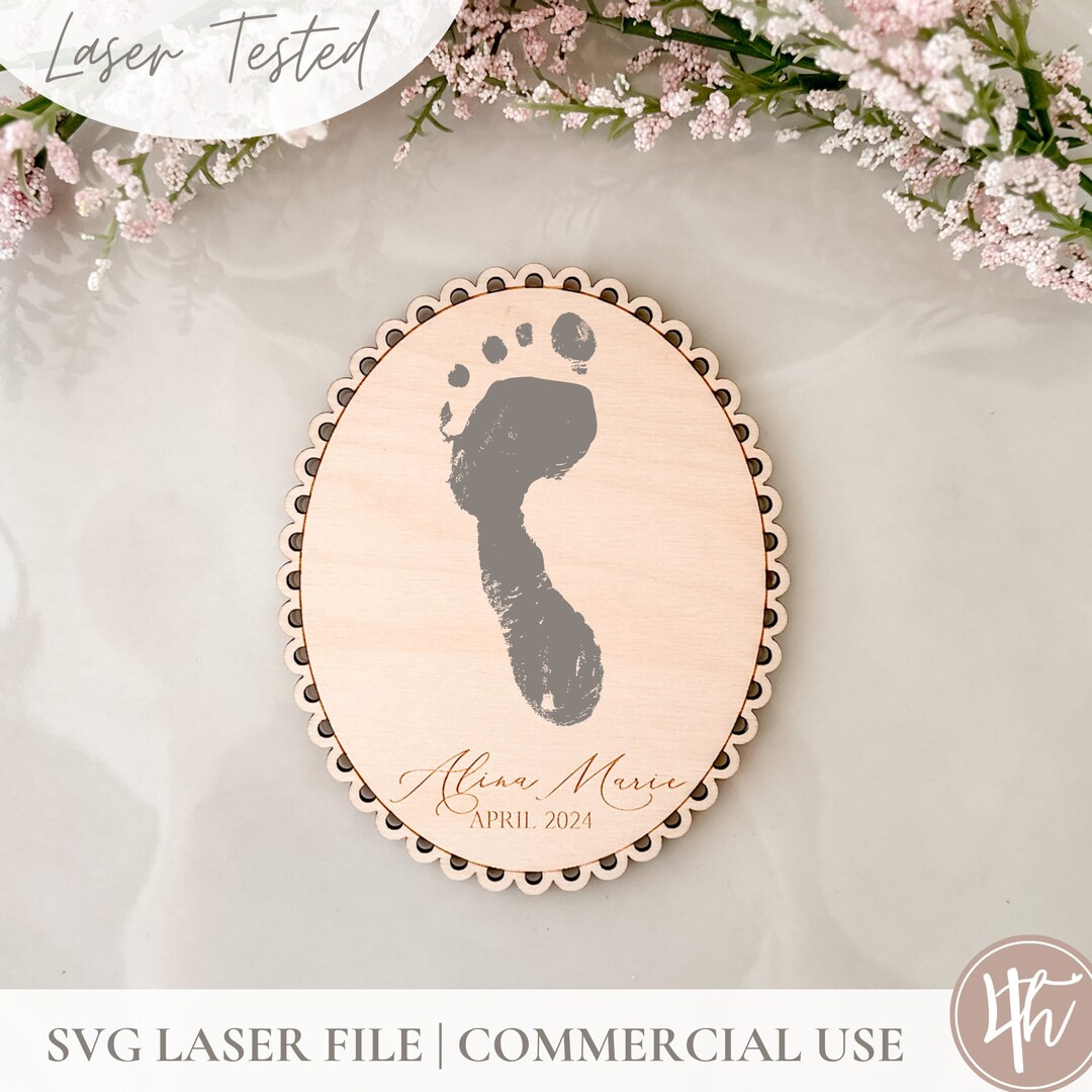 Vintage Style Lace Name Sign SVG | SVG Footprint Handprint New Born ...