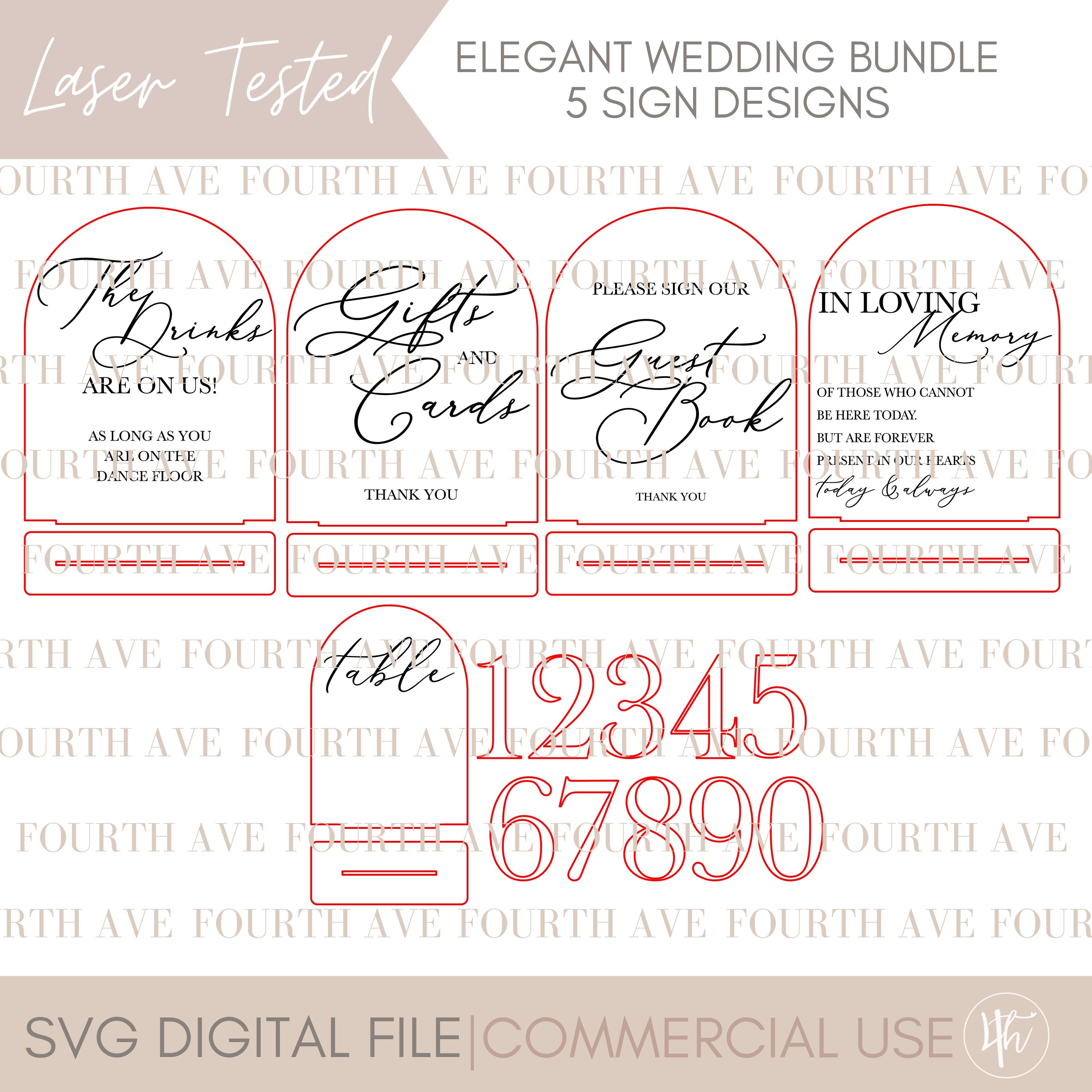 Elegant Wedding Sign Bundle SVG | Table Numbers Svg | Bar Sign Svg | in ...