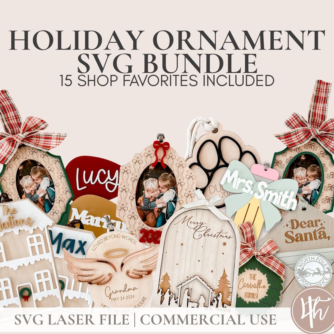 Holiday Ornament SVG Bundle | Personalized | Laser Cut Files ...