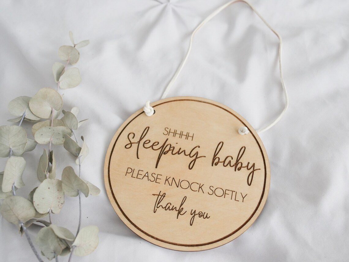 SVG Sleeping Baby Sign-knock Softly Laser Engrave Files - Etsy