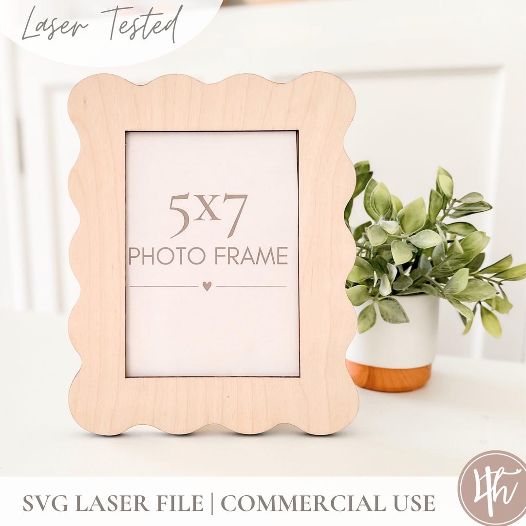 Scalloped 5x7 Photo Frame SVG | Magnetic Photo Frame Svg | Laser ...