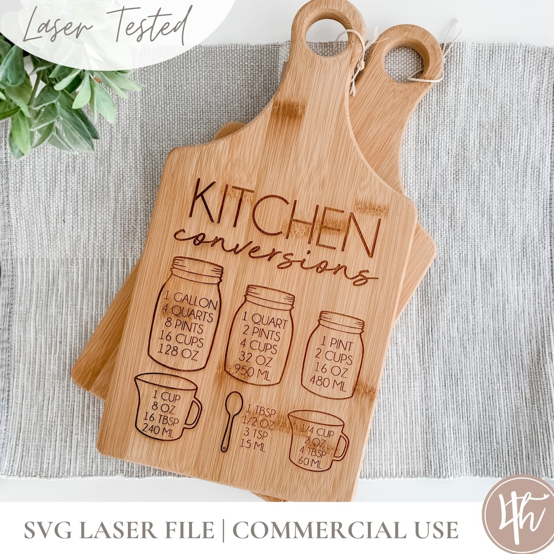 Kitchen Conversion SVG File | Cutting Board SVG File | Glowforge | Cut ...