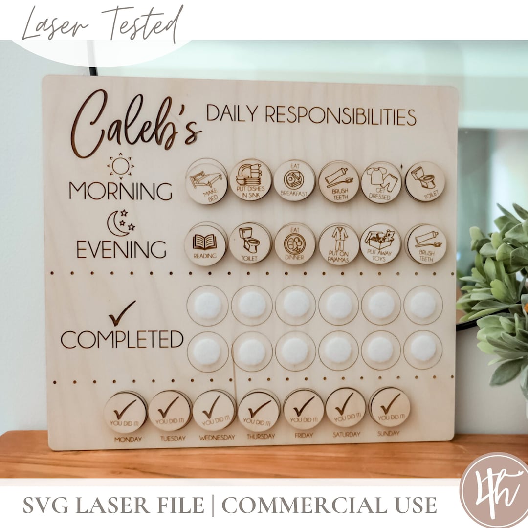 Responsibility Board Weekly Checklist SVG | Kids Chore Chart Svg | Kids ...