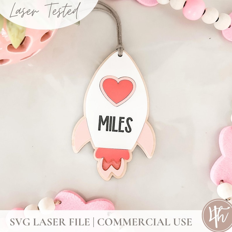 Rocket Valentines Day Tag SVG | Personalized Basket Tag, Laser Cut File ...