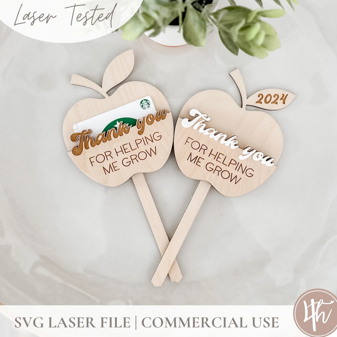 Apple Gift Card Holder and Plant Tag SVG | Teacher Gift SVG | Daycare ...