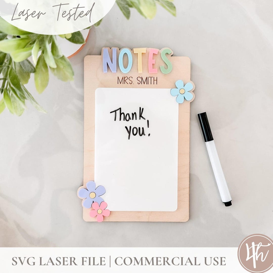 Teacher Gift Dry Erase Note Pad Floral Svg | Teacher Gift SVG | Daycare ...