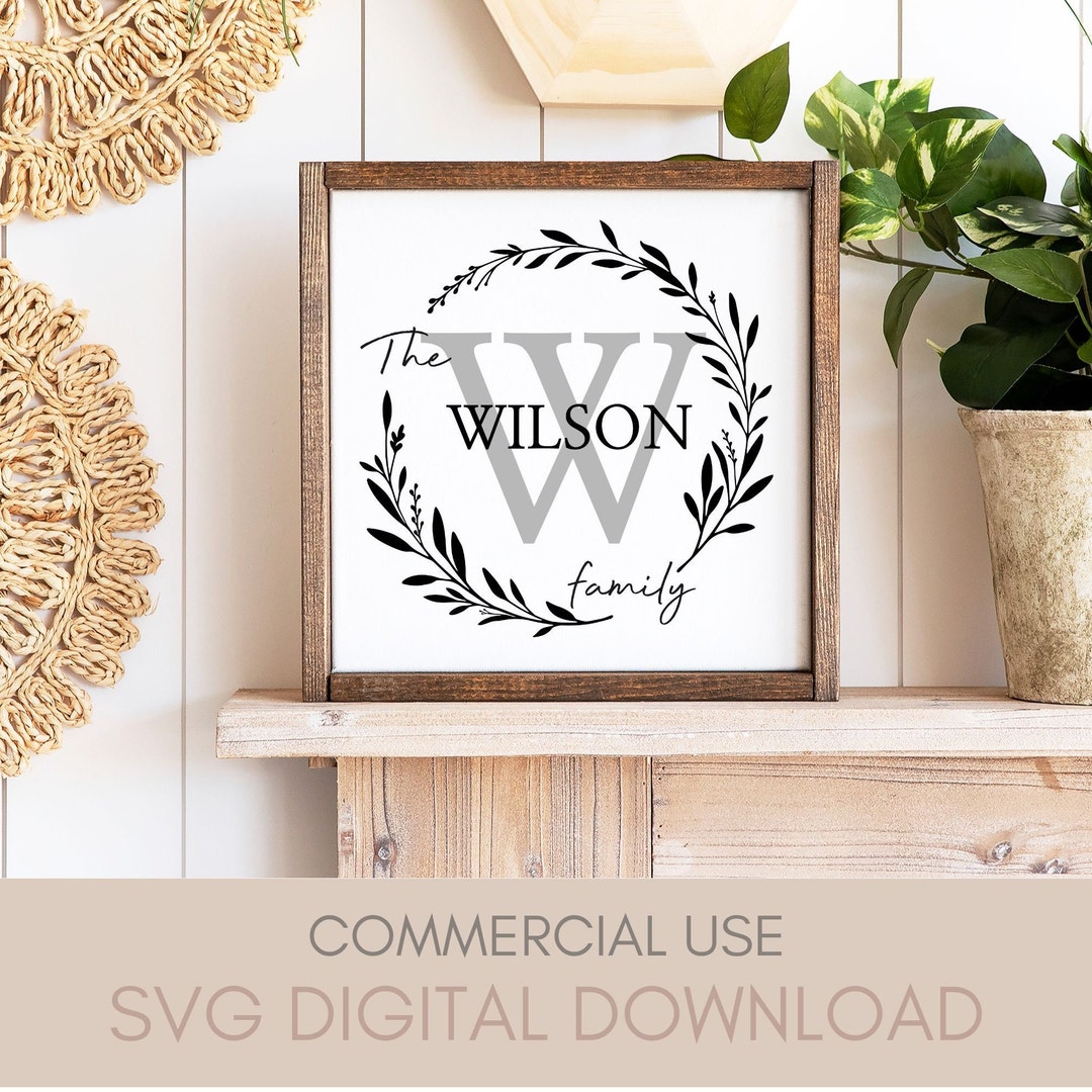Family Name Wreath SVG | Farmhouse Sign, Welcome Design (digital ...