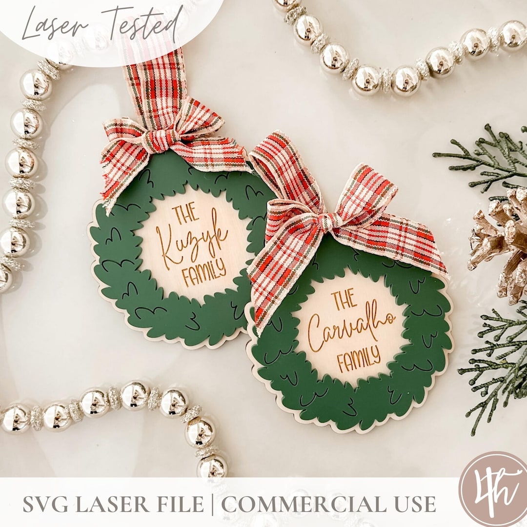Family Wreath Ornament | Personalized| Laser Cut Files | Glowforge SVG ...